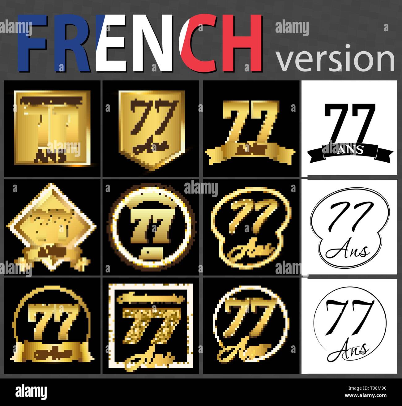 Set of number seventy-seven years (77 years) celebration design ...