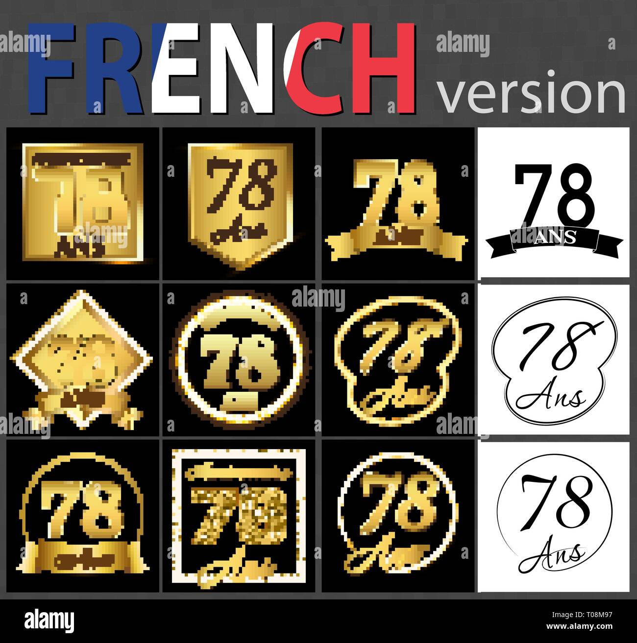 Set of number seventy-eight years (78 years) celebration design ...