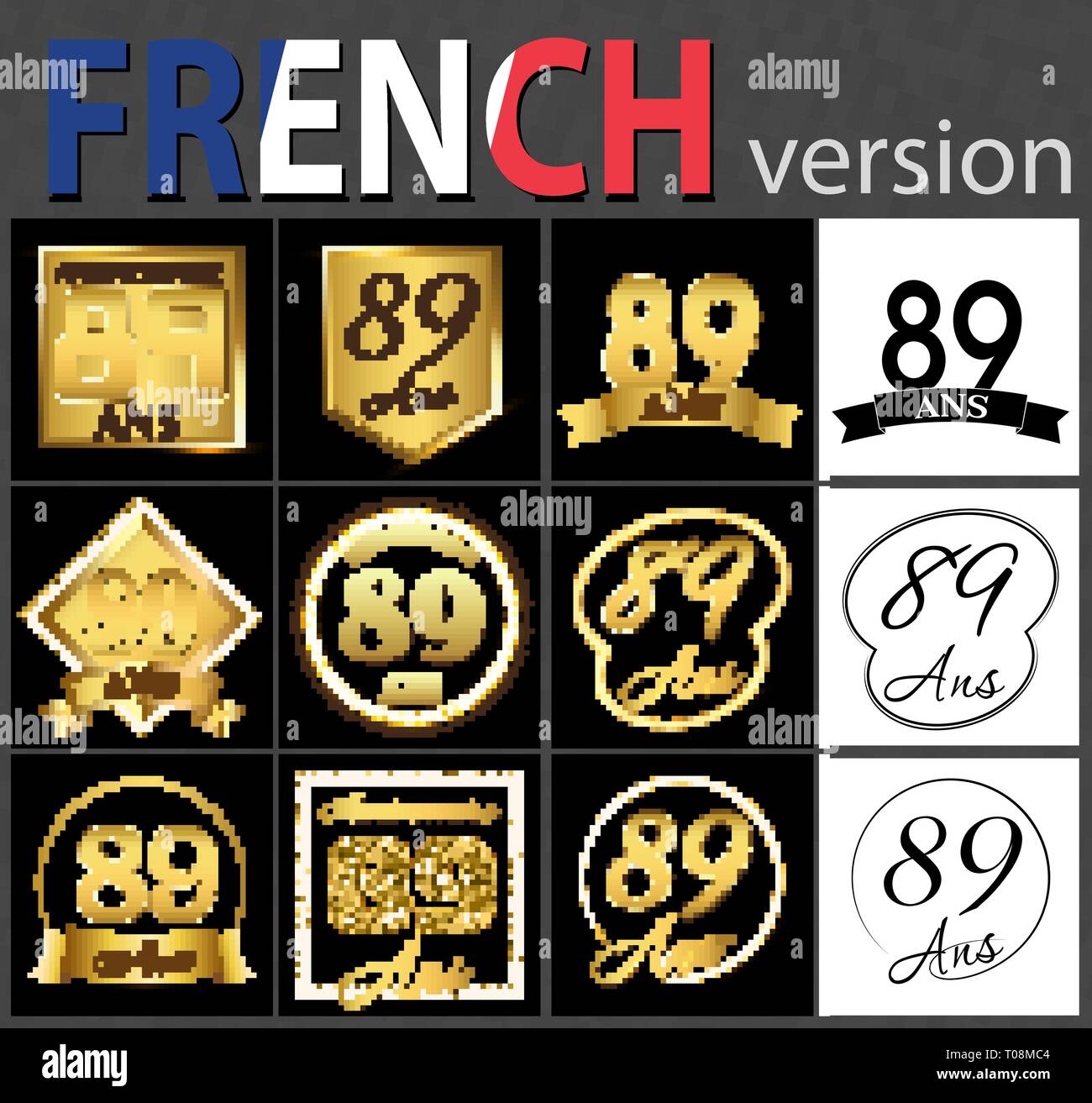 Set of number eighty-nine years (89 years) celebration design ...