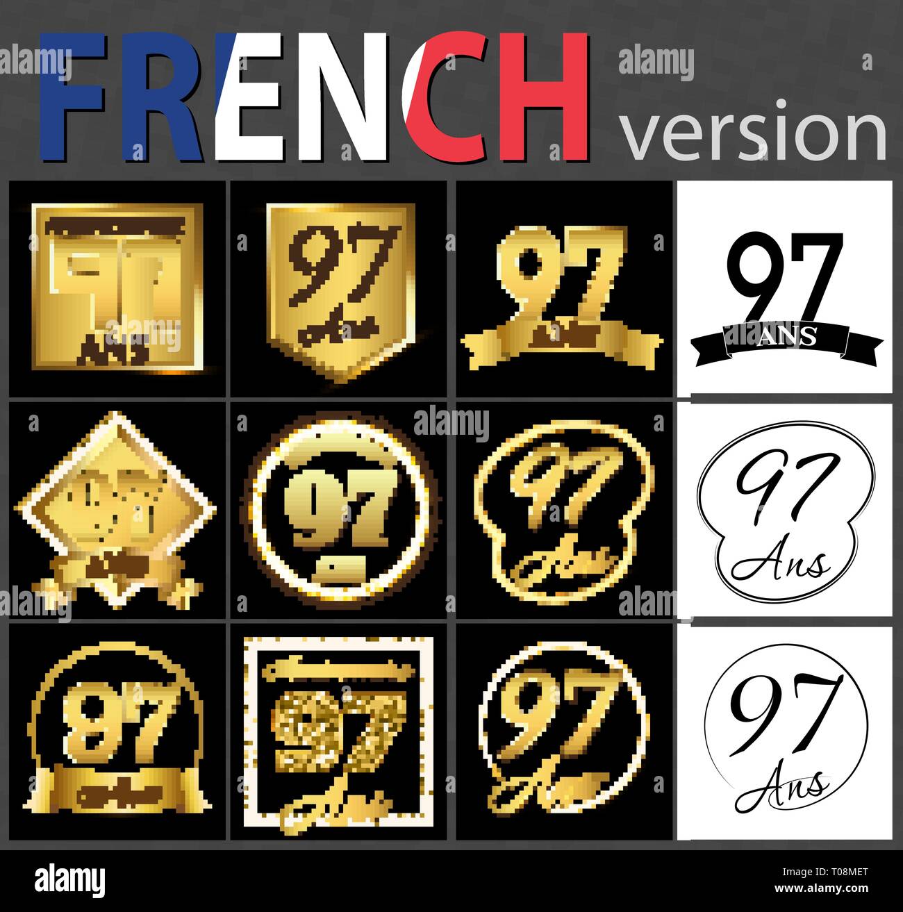 Set of number ninety-seven years (97 years) celebration design ...