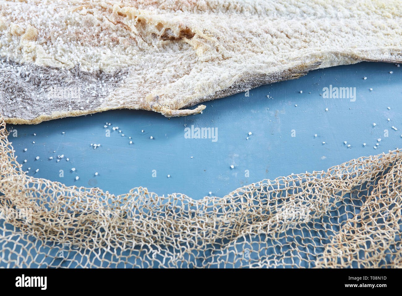 Cod fish - salted cod fish - portuguese recipes Stock Photo - Alamy