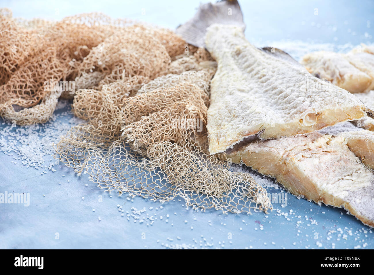 Cod fish - salted cod fish - portuguese recipes Stock Photo - Alamy
