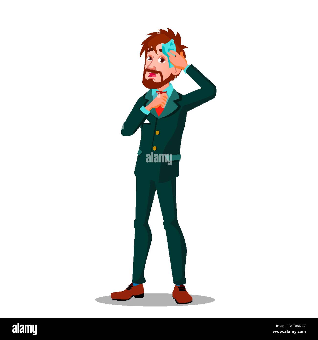 Stressful Businessman Pulling His Tie Vector Flat Cartoon Illustration ... Stressful Businessman Pulling His Tie Vector Flat Cartoon Illustration ...