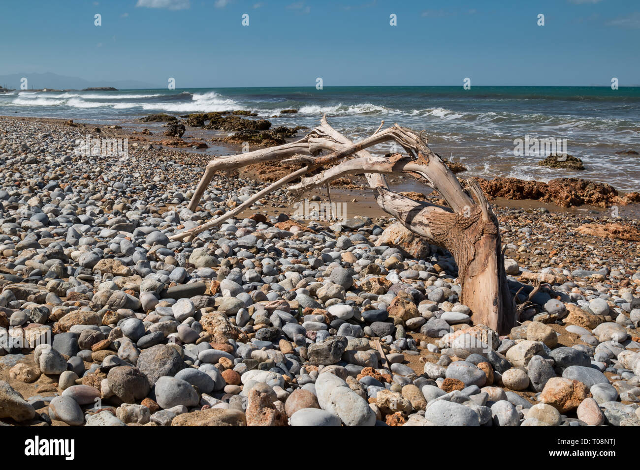 Coast with stones and rocks. Turqouise color of the Mediterranean sea ...