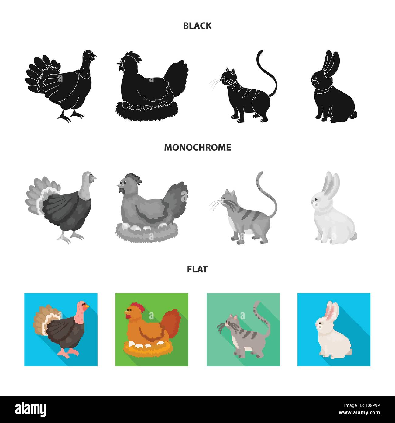 Vector illustration of breeding and kitchen symbol. Collection of ...