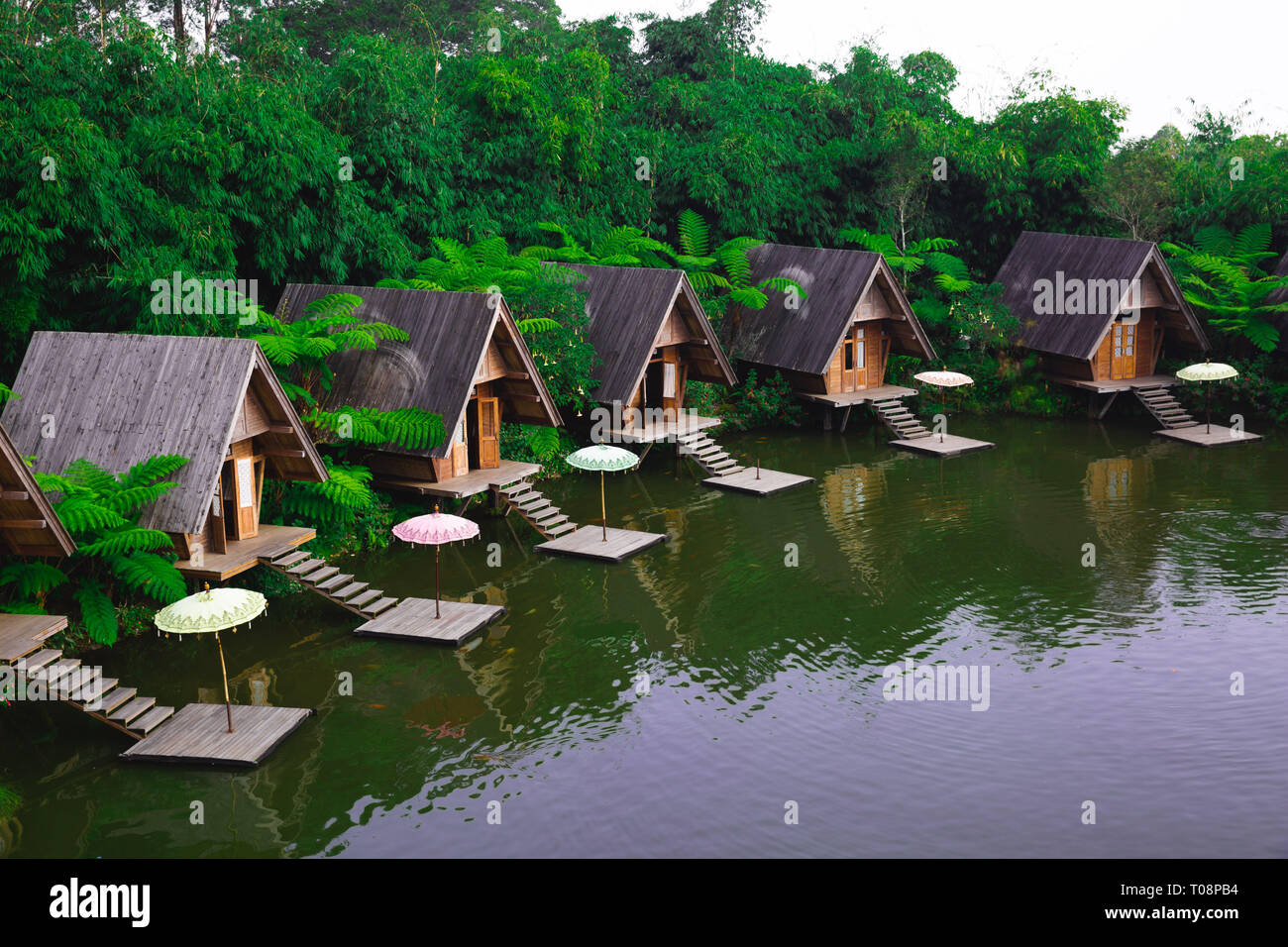 Small houses with terrace by the lake in Lembang, Indonesia Stock Photo ...