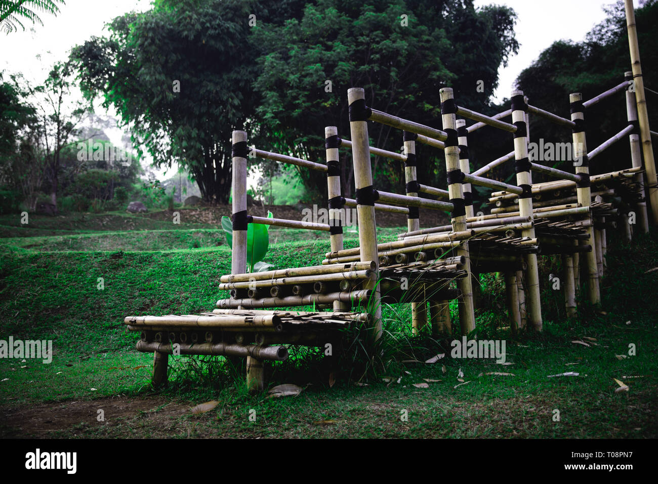 Bamboo Stairs in Bandung Indonesia Stock Photo - Alamy