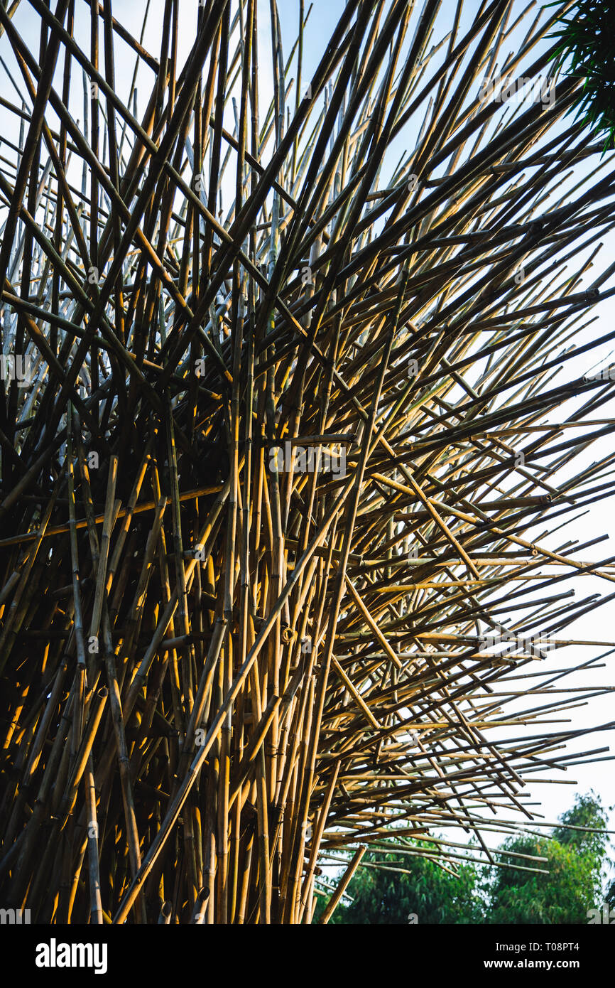 Creative bamboo wood installation Stock Photo - Alamy