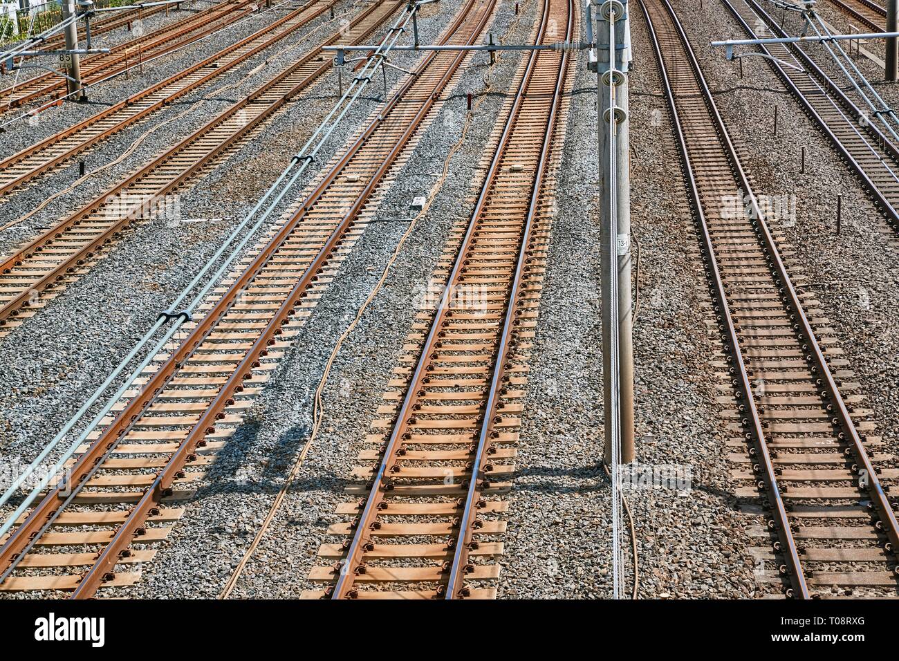 Railway Tracks in a City Stock Photo - Alamy