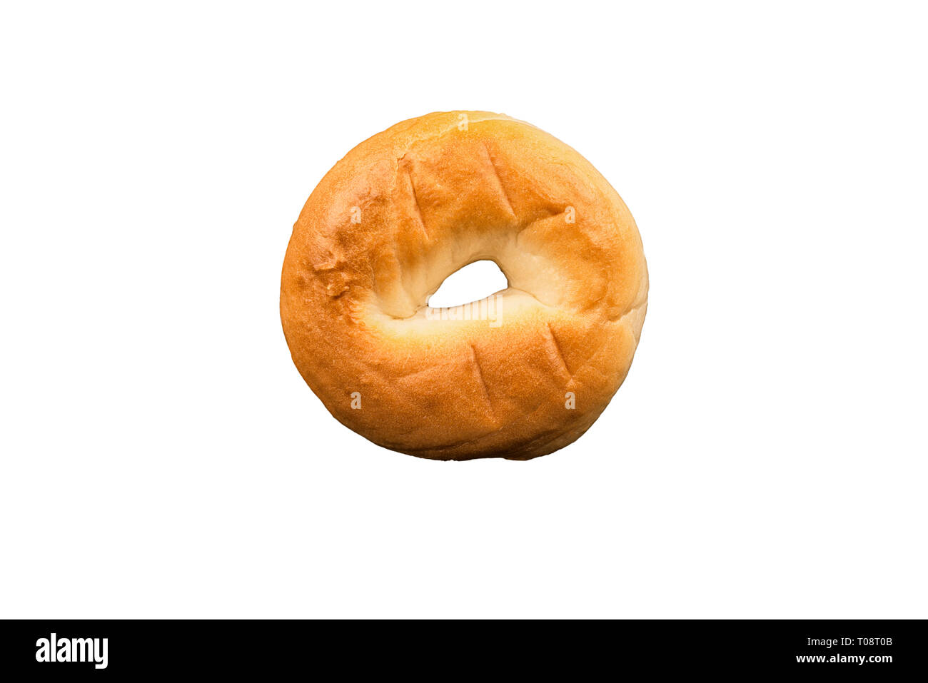 Plain bagel, directly above. Isolated on white background Stock Photo ...