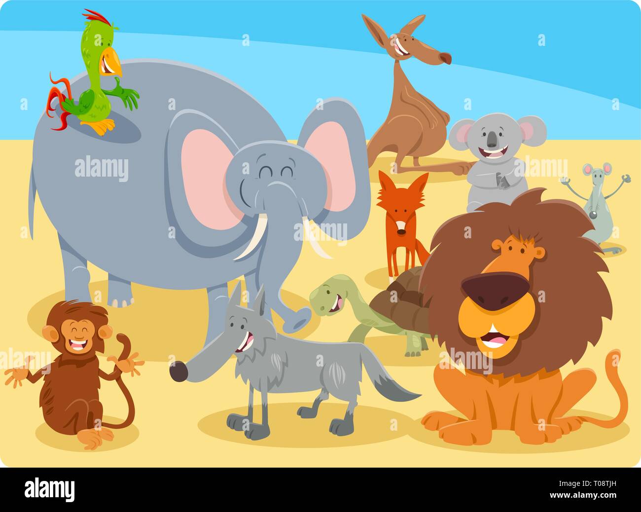 Cartoon Illustration of Happy Wild Animal Comic Characters Stock Vector ...