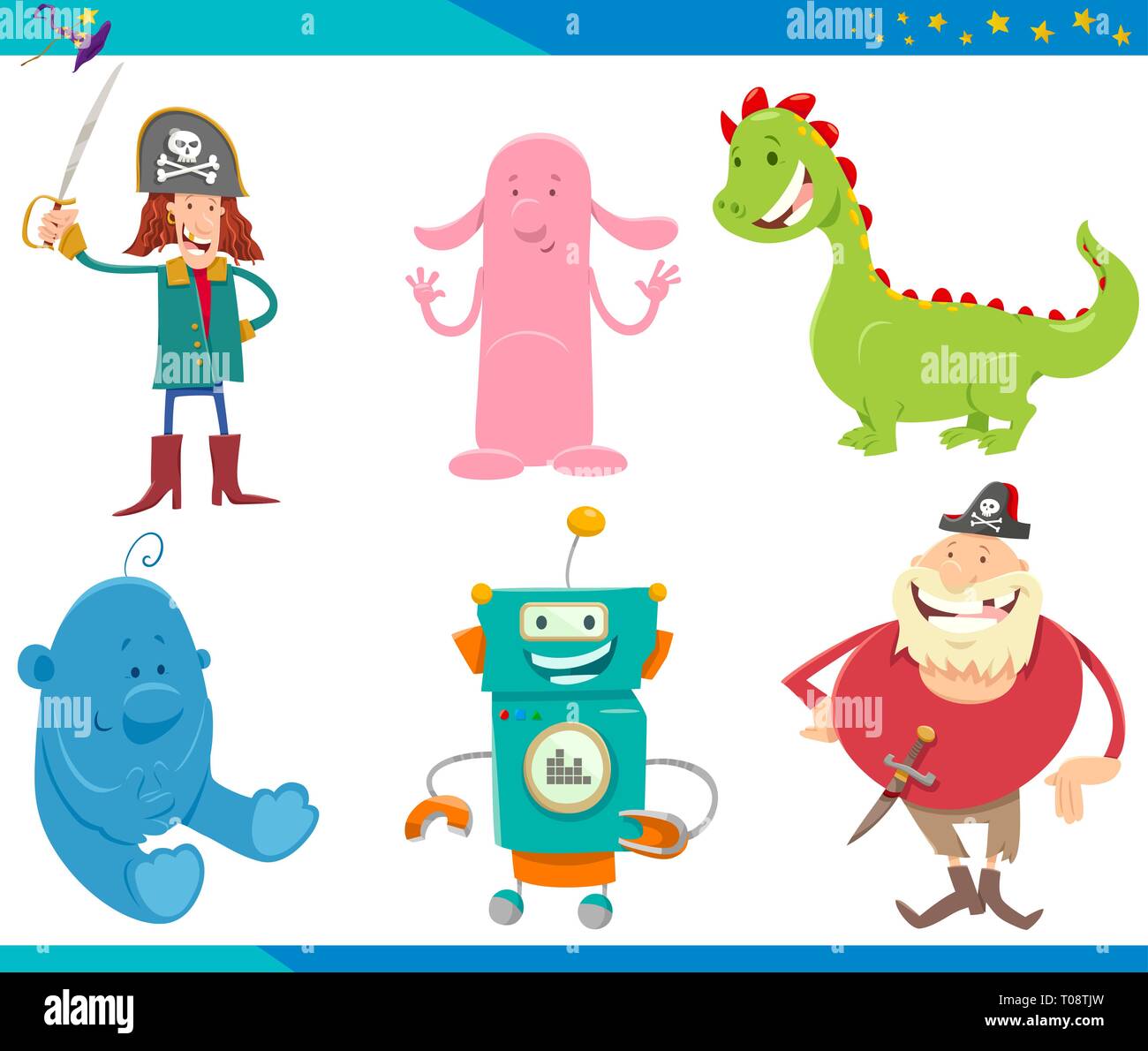 Cartoon Illustrations of Funny Fantasy or Fairy Tale Characters Set ...