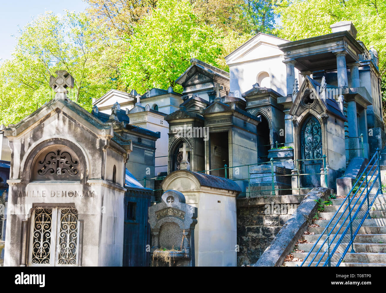 A view of the Pere Lachaise, the most famous cemetery of Paris, France ...