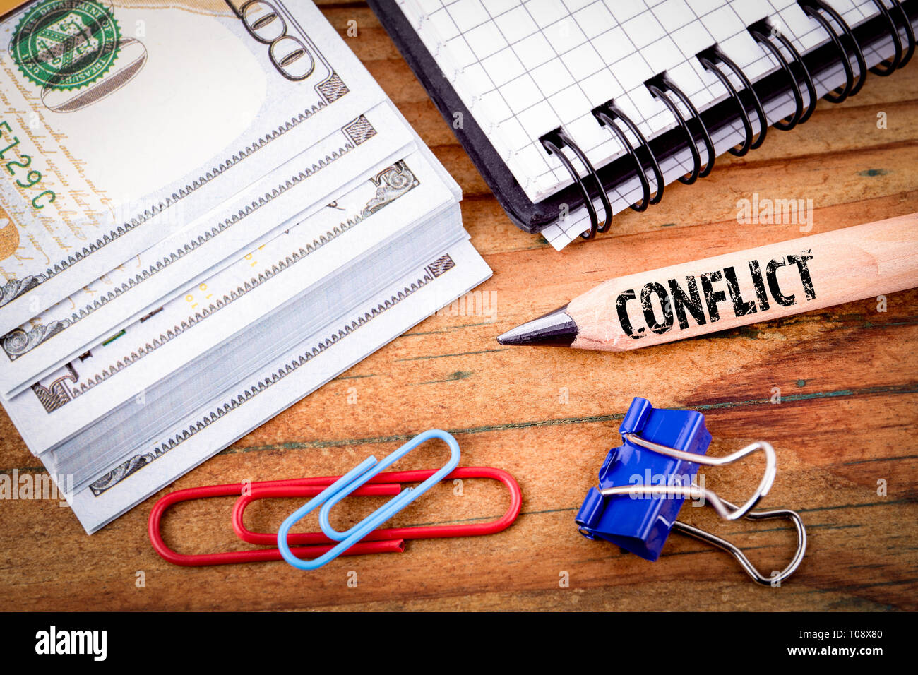 CONFLICT text on pencil Stock Photo - Alamy