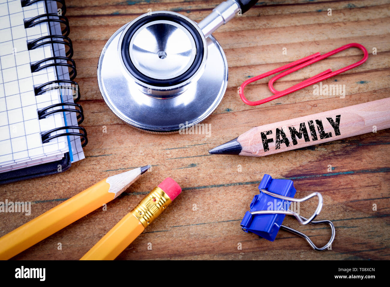 FAMILY text on pencil Stock Photo - Alamy