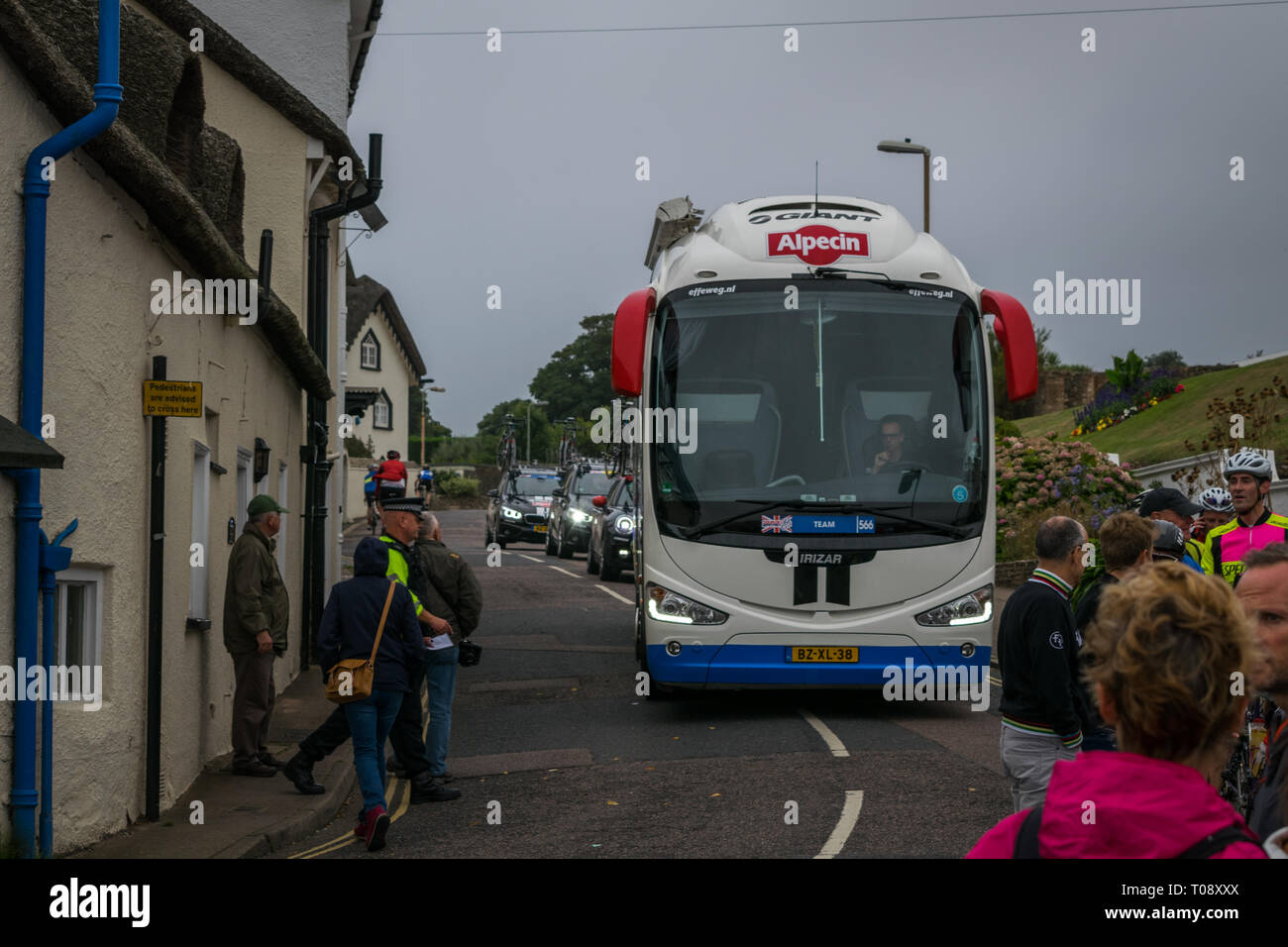 The Team Giant-Alpecin team bus prior to stage 6 (Sidmouth to Haytor ...