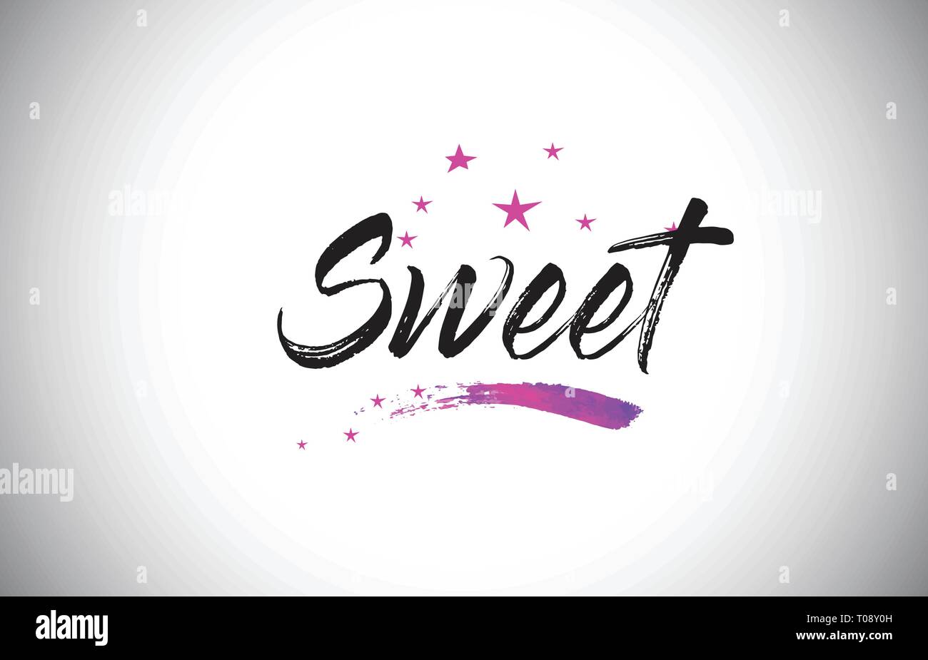 Sweet Handwritten Word Font with Vibrant Violet Purple Stars and ...