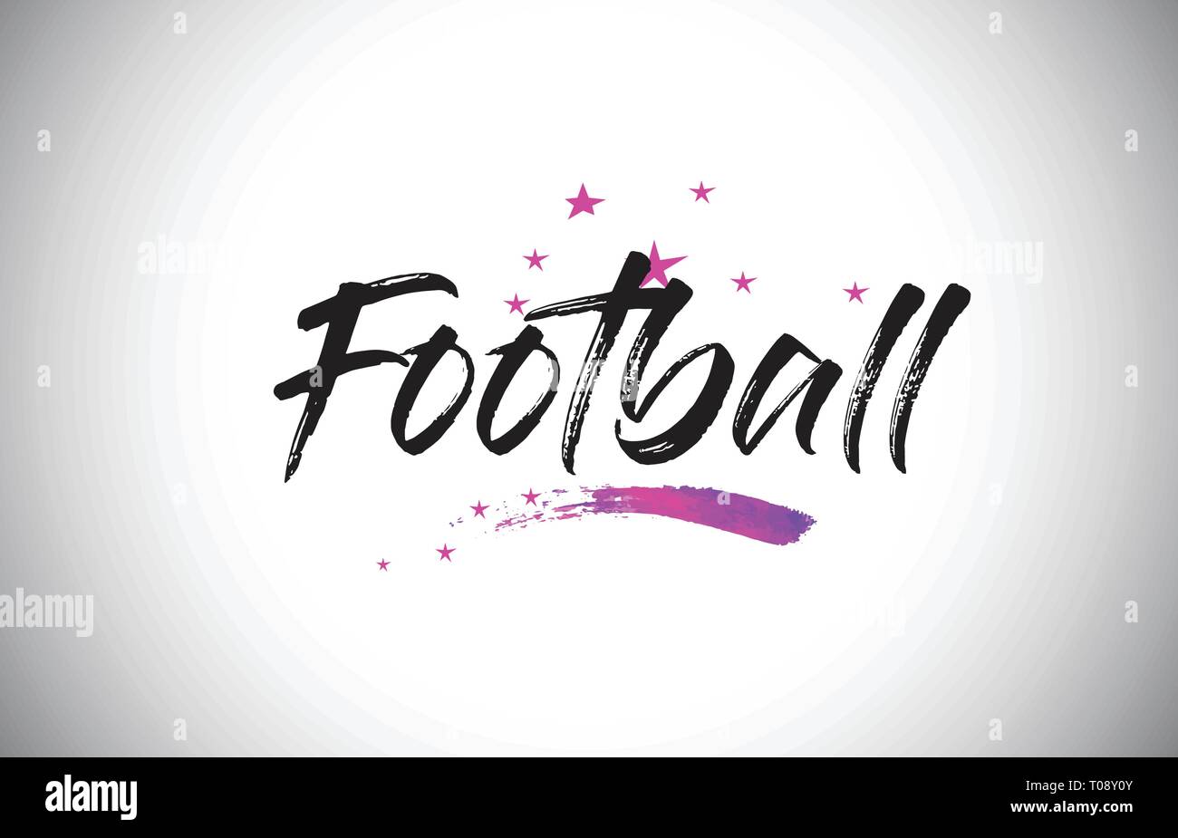 Football Handwritten Word Font with Vibrant Violet Purple Stars and ...