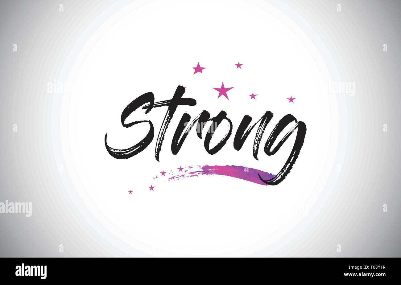 Strong Handwritten Word Font with Vibrant Violet Purple Stars and ...