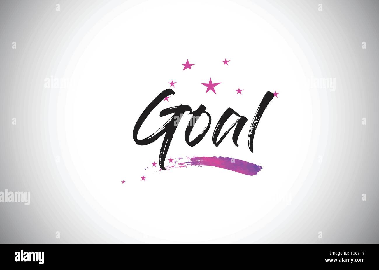 Goal Handwritten Word Font with Vibrant Violet Purple Stars and ...