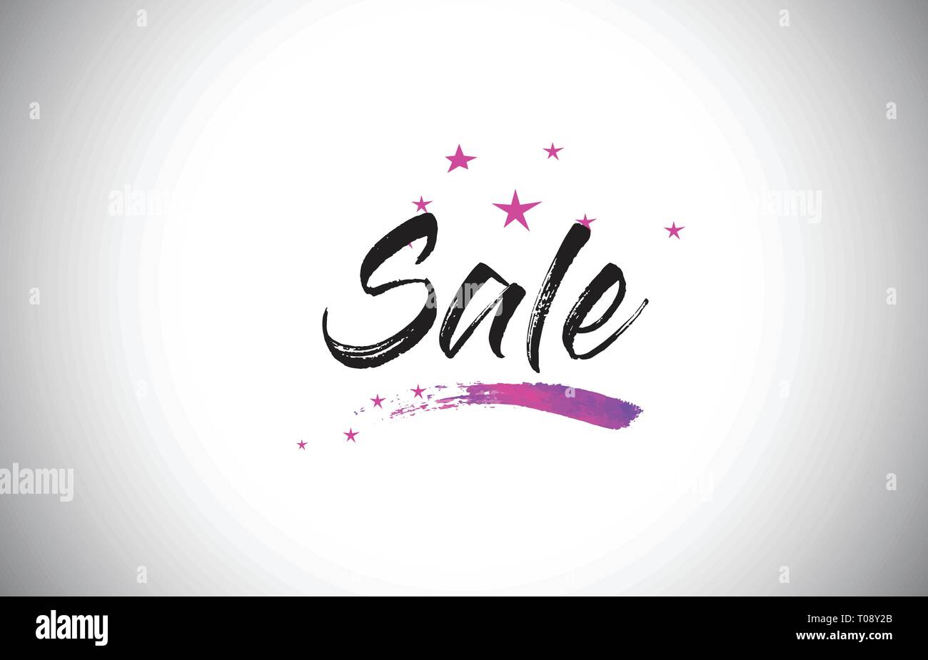 Sale Handwritten Word Font with Vibrant Violet Purple Stars and ...