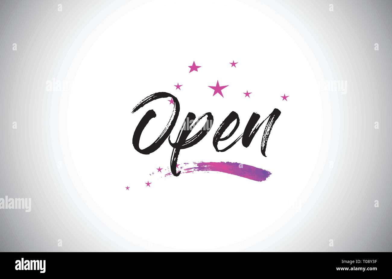 Open Handwritten Word Font with Vibrant Violet Purple Stars and ...