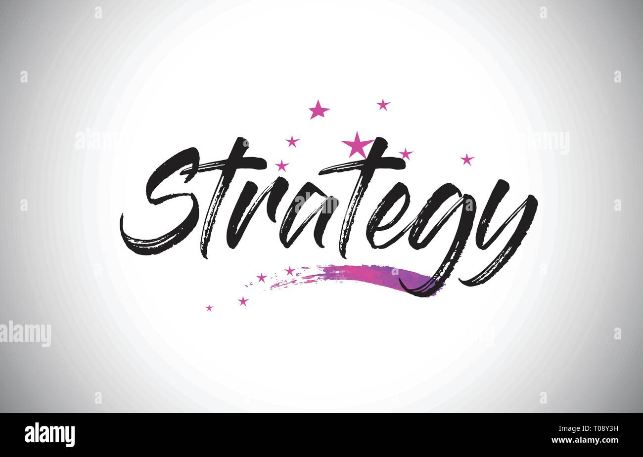 Strategy Handwritten Word Font with Vibrant Violet Purple Stars and ...