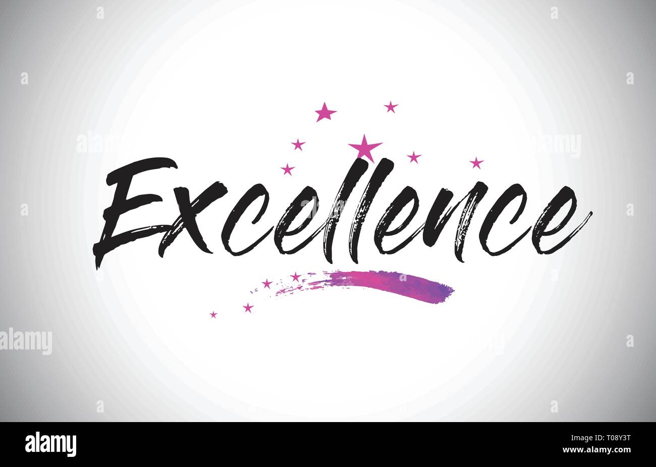 Excellence Handwritten Word Font with Vibrant Violet Purple Stars and ...