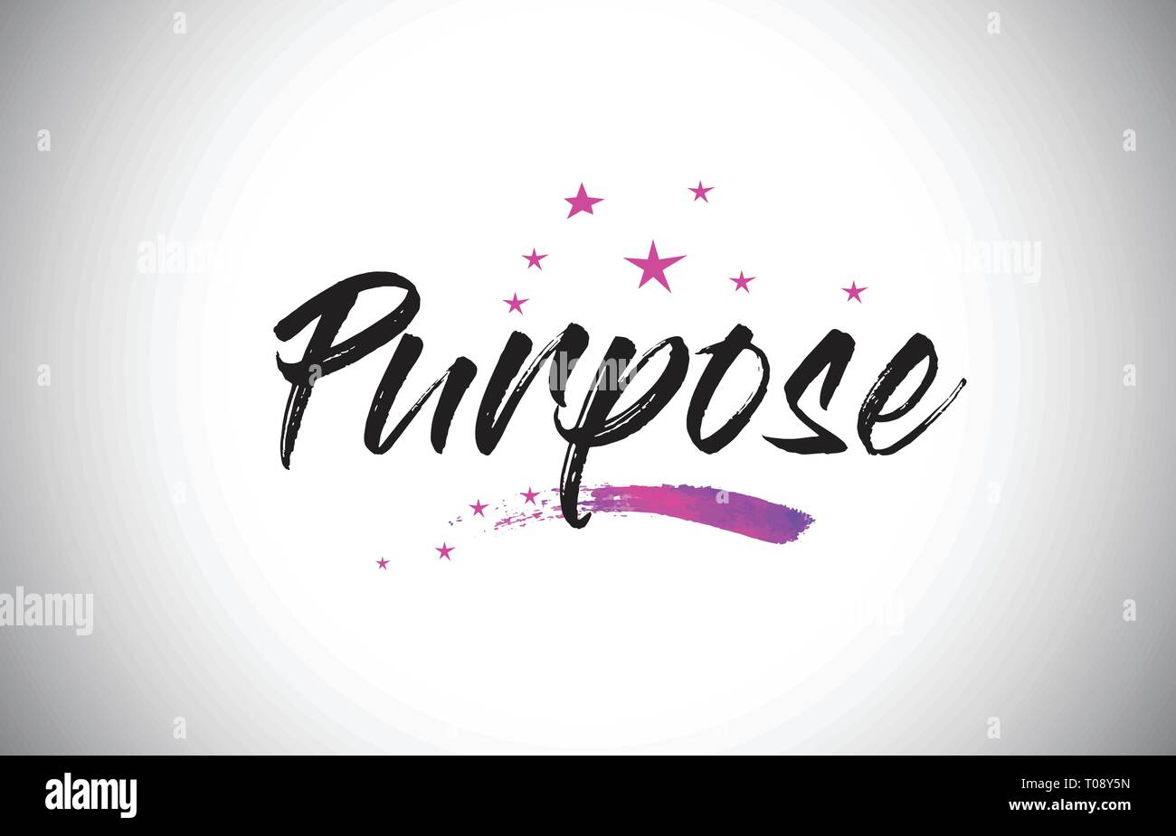 Purpose Handwritten Word Font with Vibrant Violet Purple Stars and ...