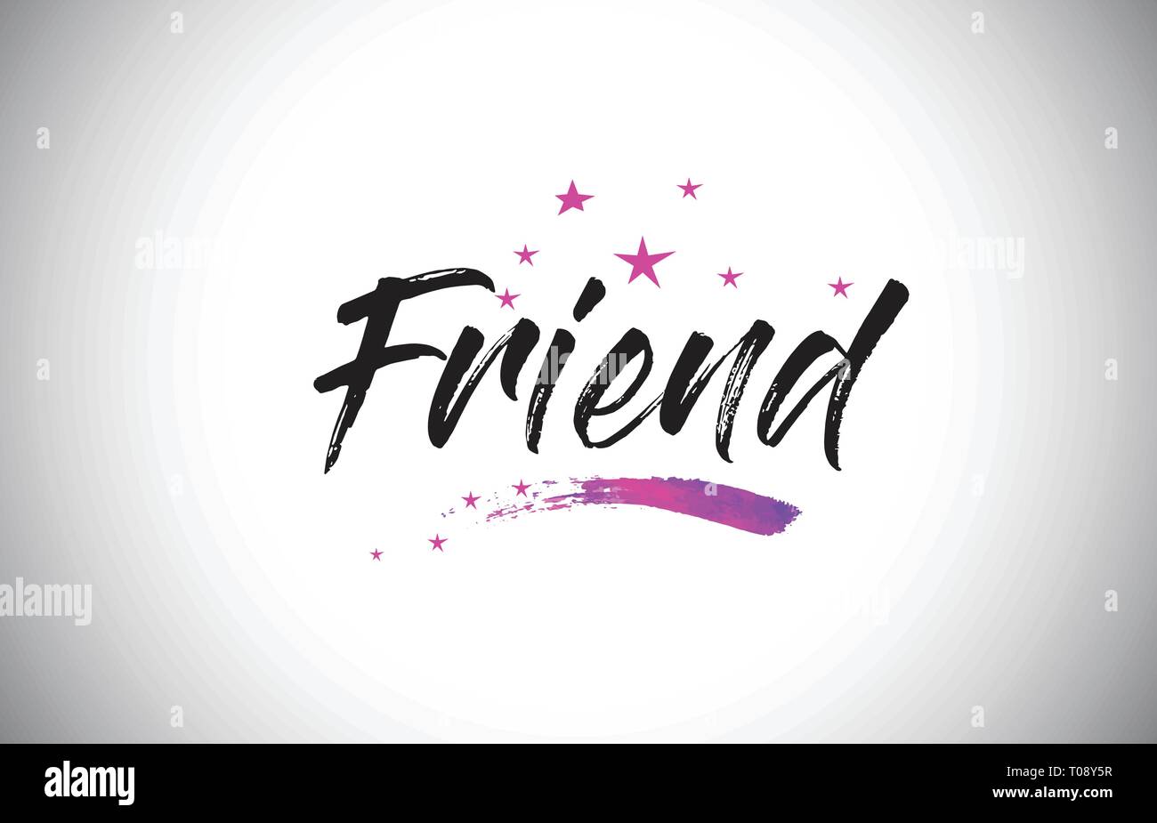 Friend Handwritten Word Font with Vibrant Violet Purple Stars and ...