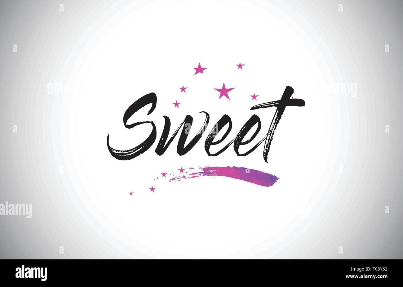 Sweet Handwritten Word Font with Vibrant Violet Purple Stars and ...