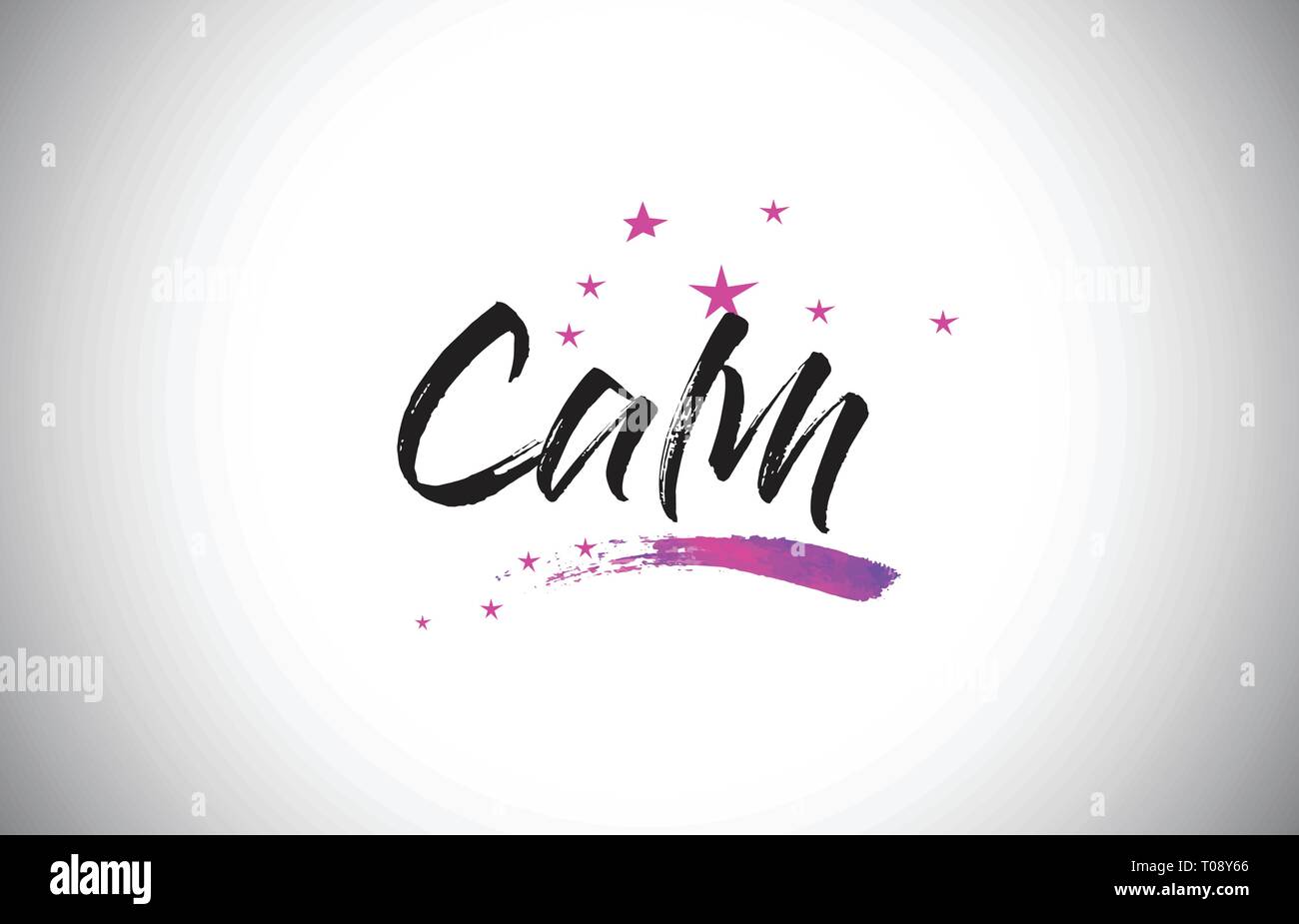Calm Handwritten Word Font with Vibrant Violet Purple Stars and ...