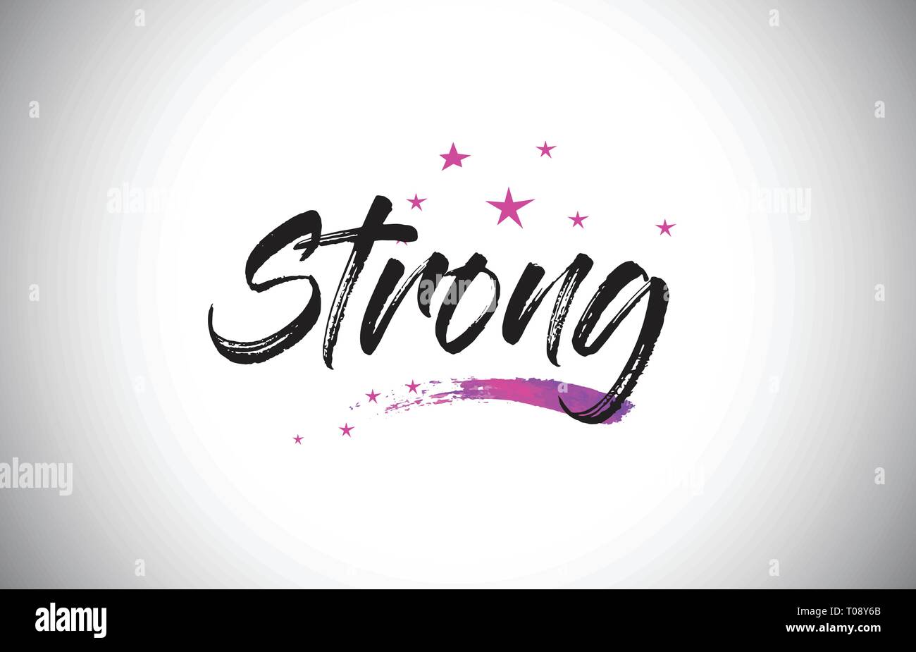 Strong Handwritten Word Font with Vibrant Violet Purple Stars and ...