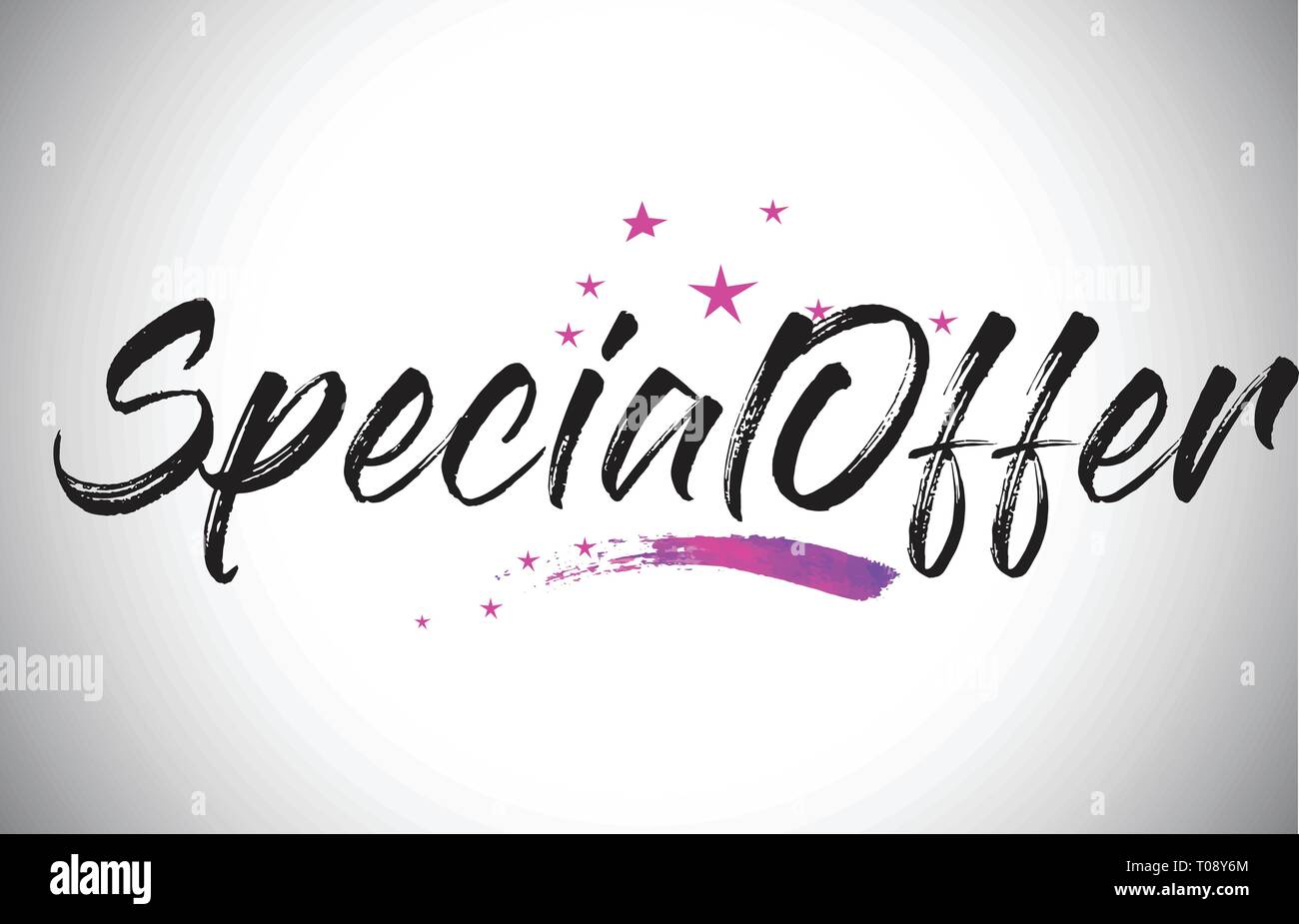 Specialoffer Handwritten Word Font with Vibrant Violet Purple Stars and ...