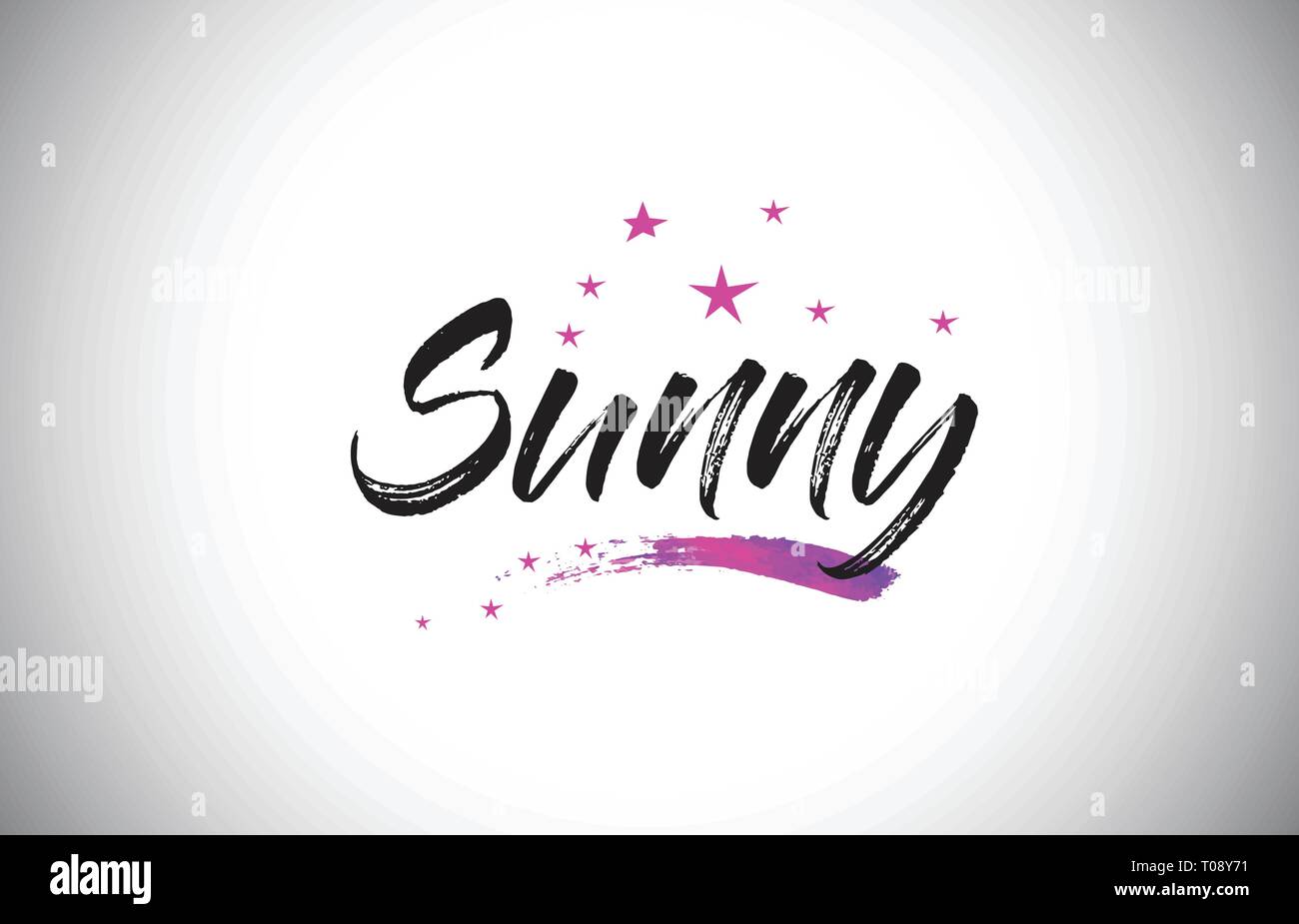 Sunny Handwritten Word Font with Vibrant Violet Purple Stars and ...