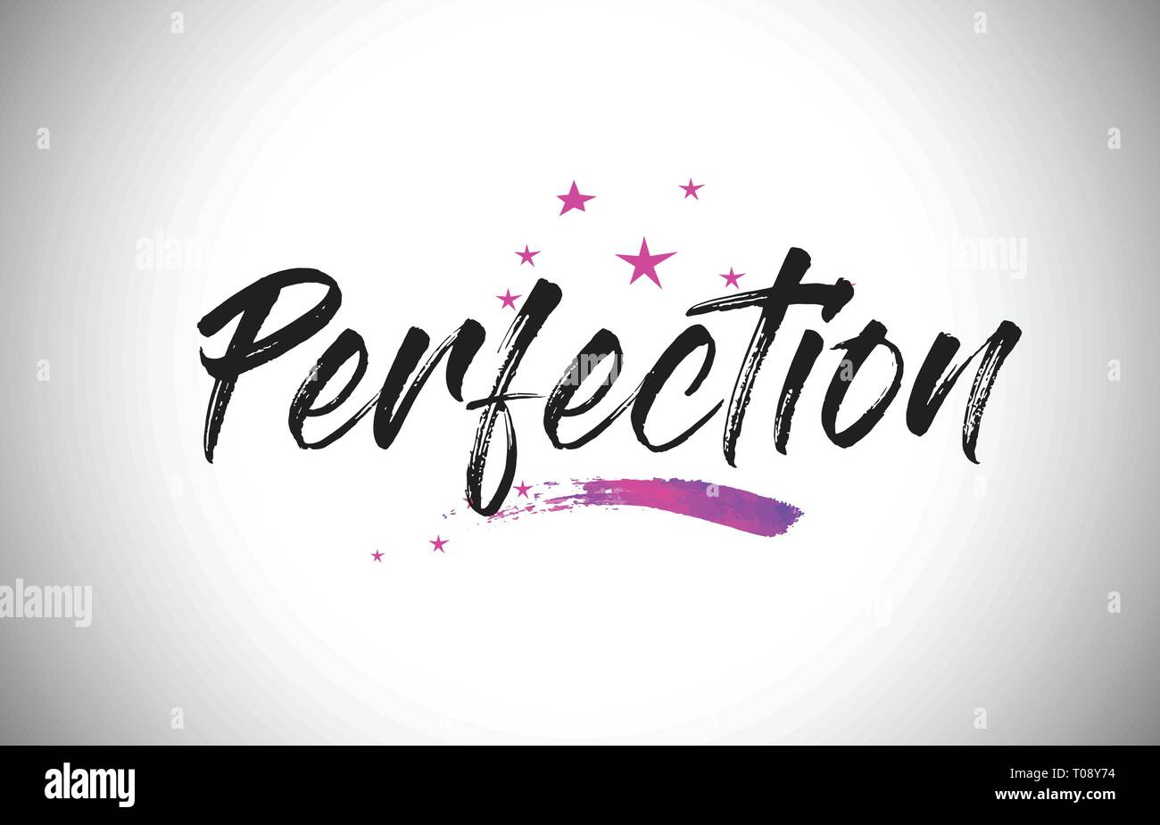 Perfection Handwritten Word Font with Vibrant Violet Purple Stars and ...