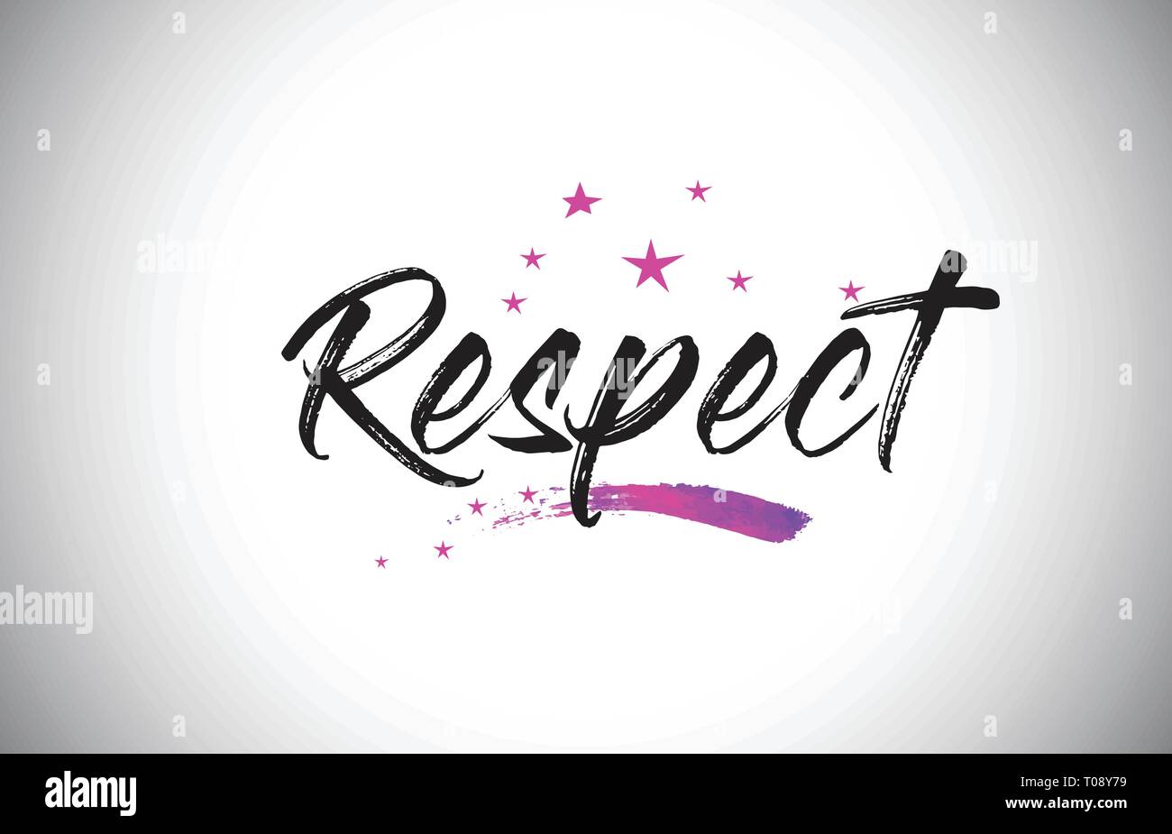 Respect Handwritten Word Font with Vibrant Violet Purple Stars and ...