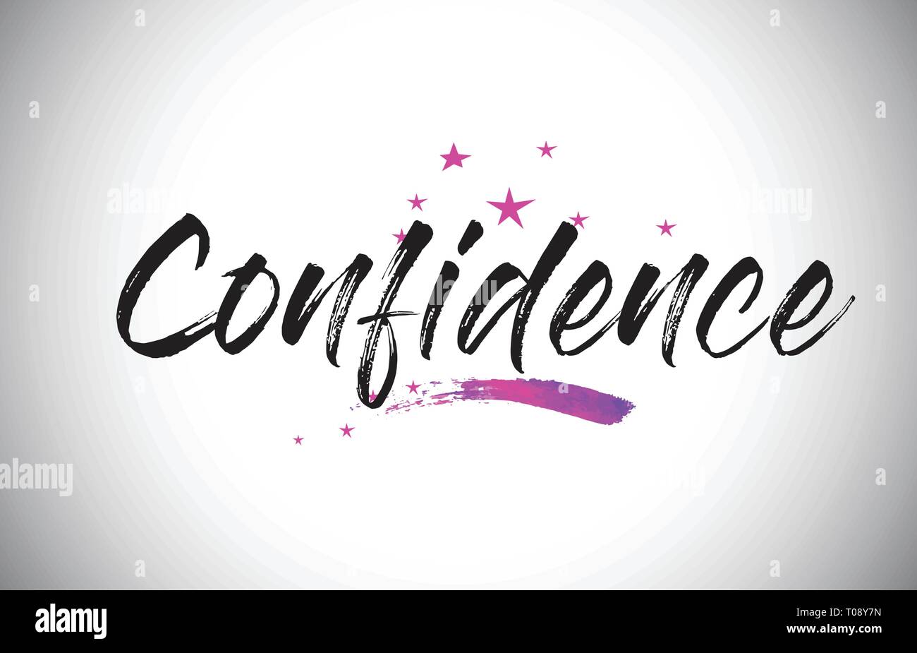 Confidence Handwritten Word Font with Vibrant Violet Purple Stars and ...