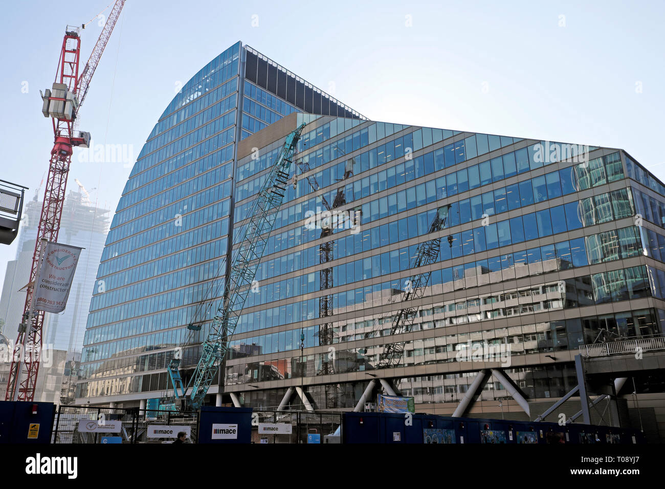 Construction crane and Moor House office building in Moorgate area of ...