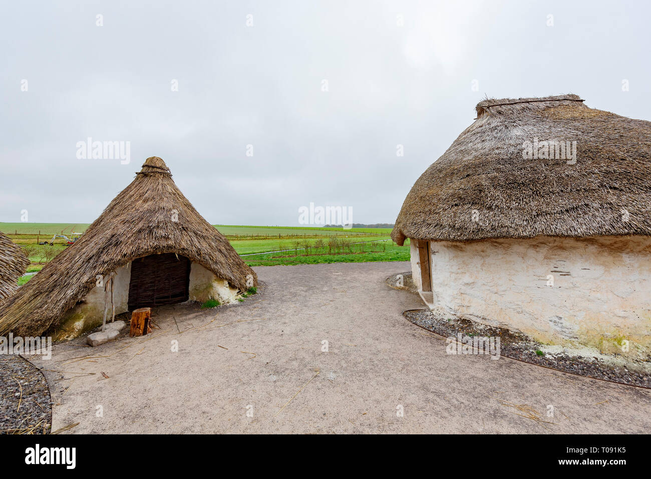 Traditional Tatched House near the famous Stonehenge at United Kingdom ...