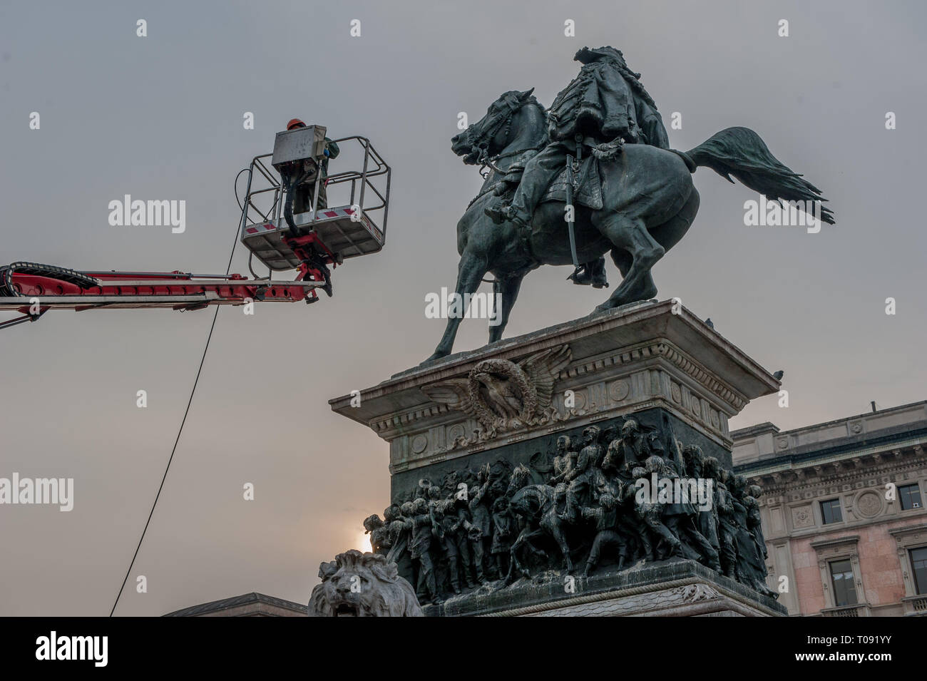 clean with a pressure washer monuments blackened by pollution Stock ...