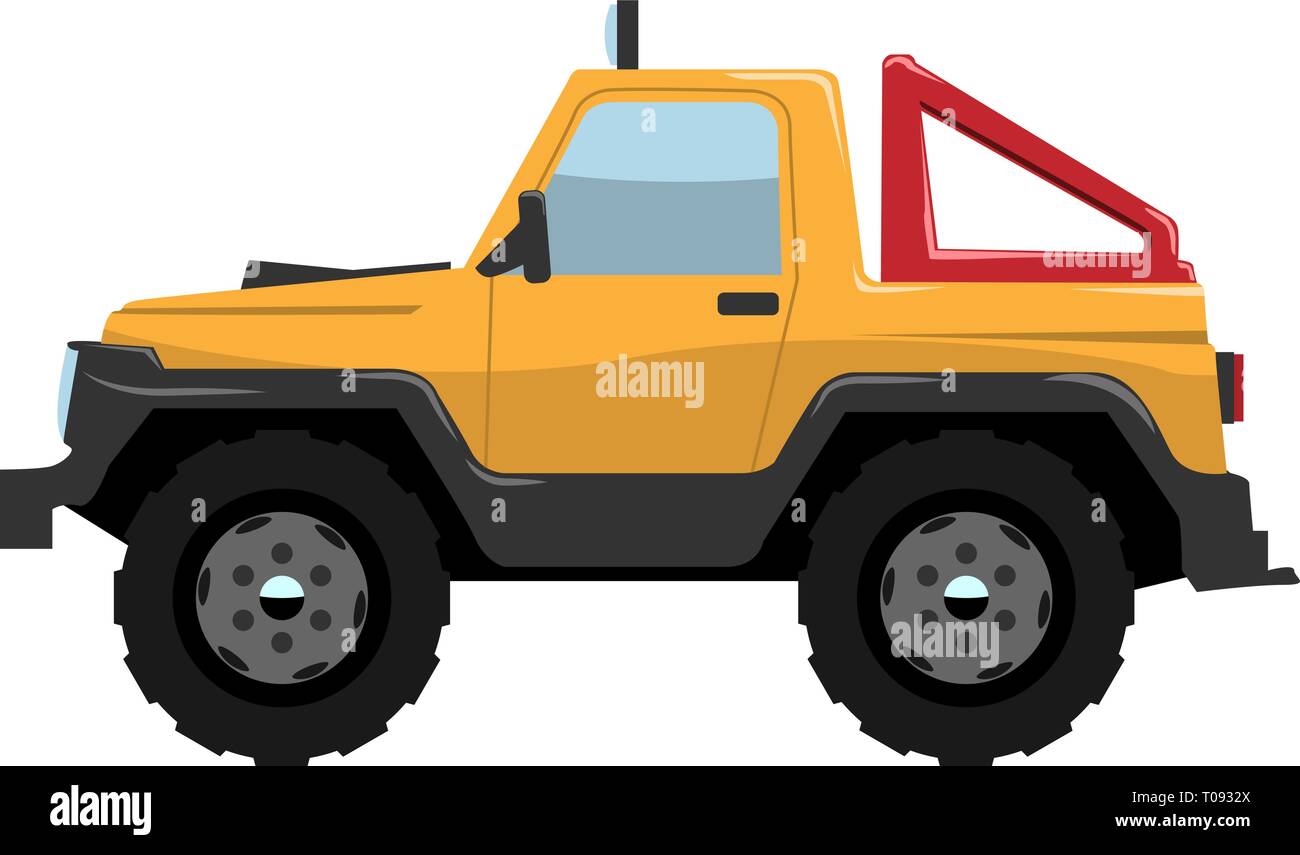 Compact Offroad SUV car side view. Vehicle concept Cartoon Flat color ...