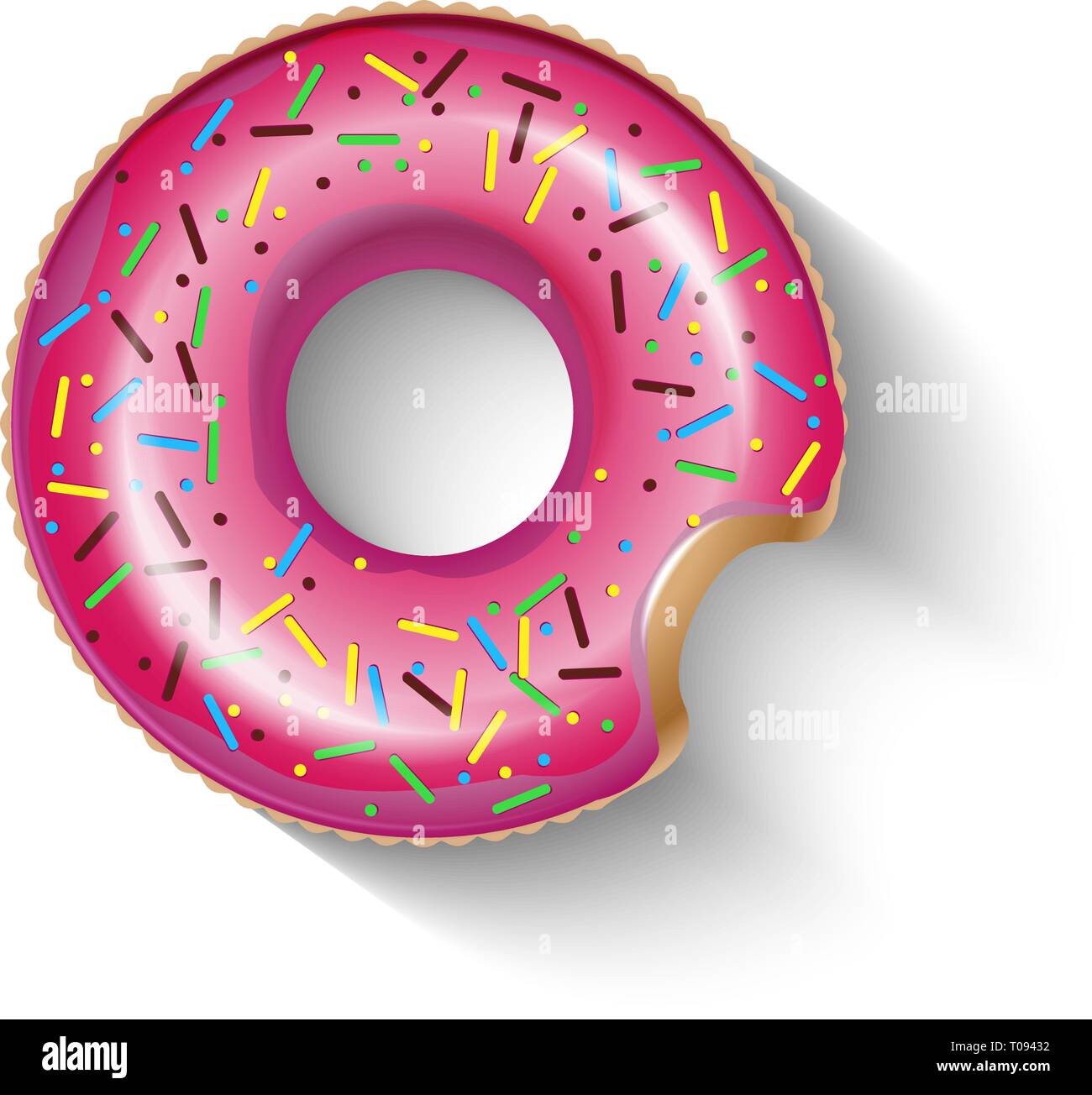 Inflatable circle in shape of pink doughnut with shadow isolated on ...