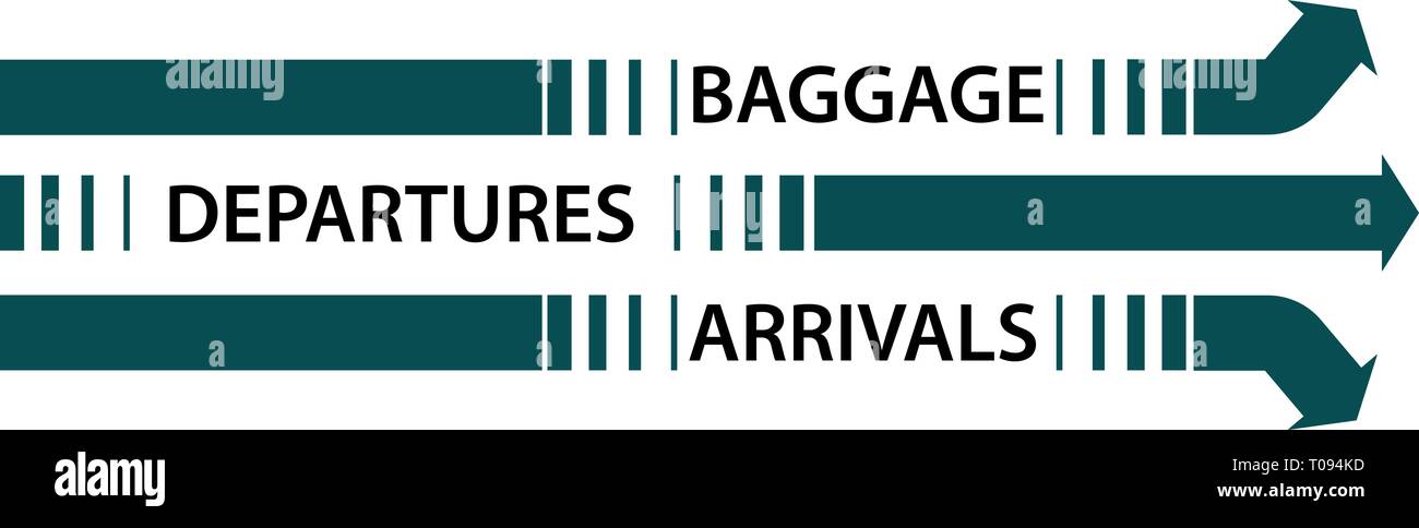 Airport arrow signs at terminal for travel advertising concept. Signs ...