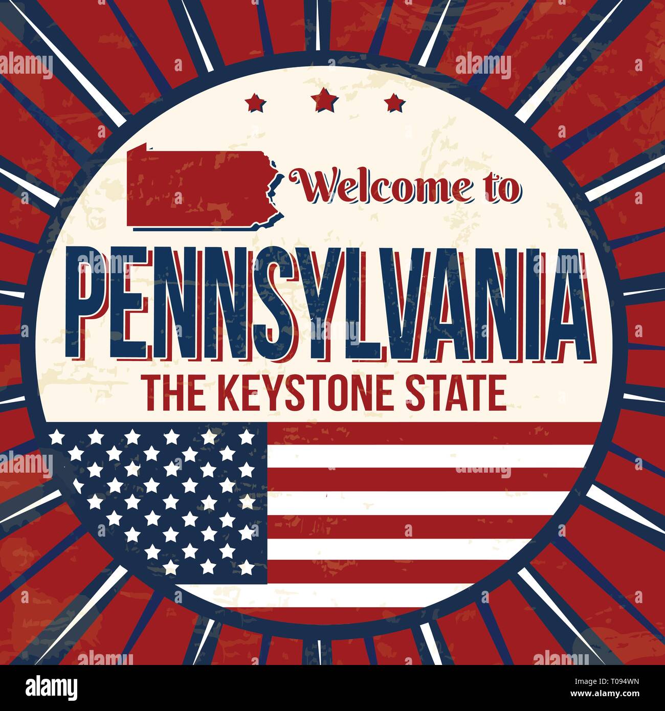 Welcome to Pennsylvania vintage grunge poster, vector illustration ...
