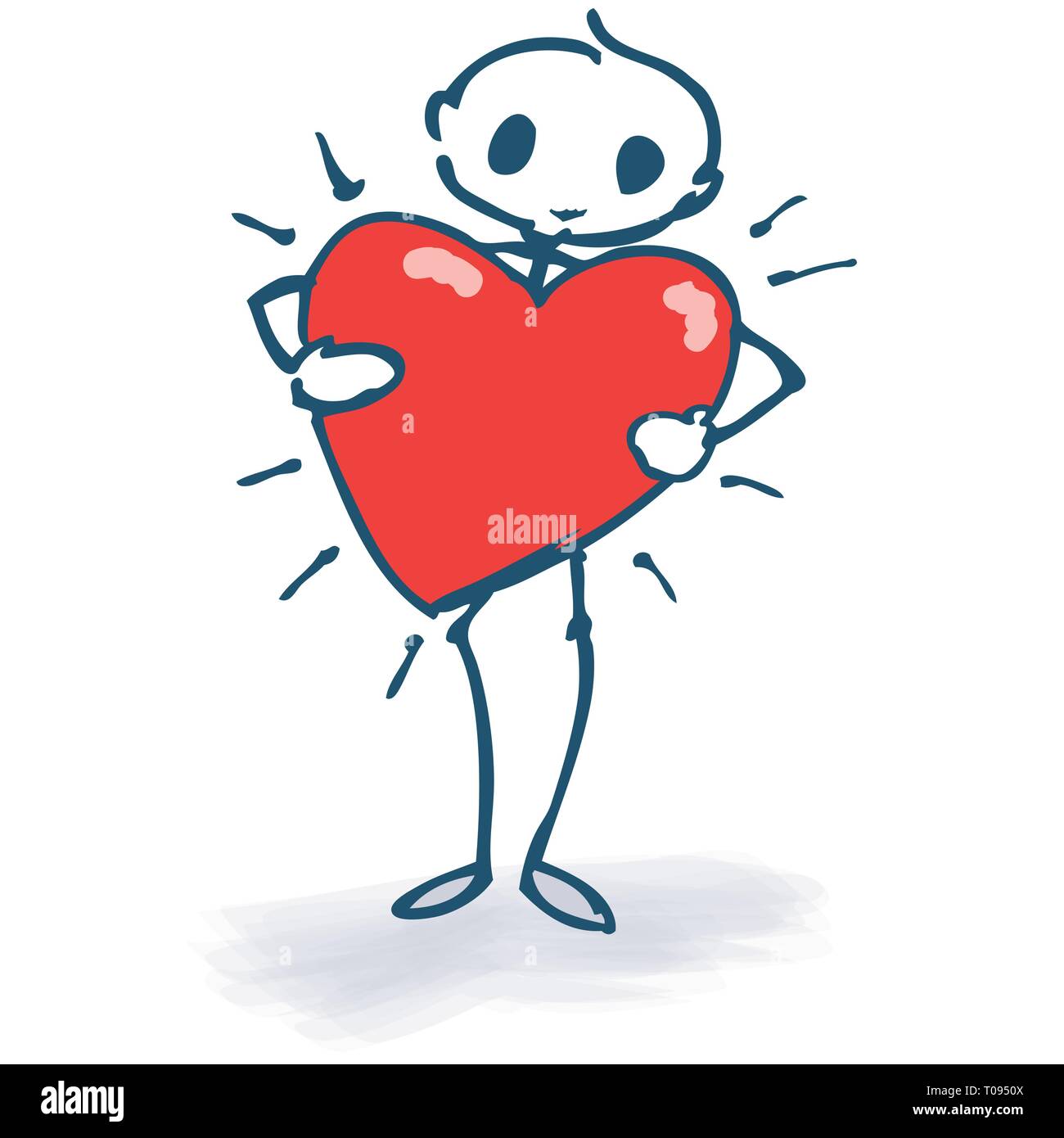 Little stick figure with a red heart Stock Vector Image & Art - Alamy