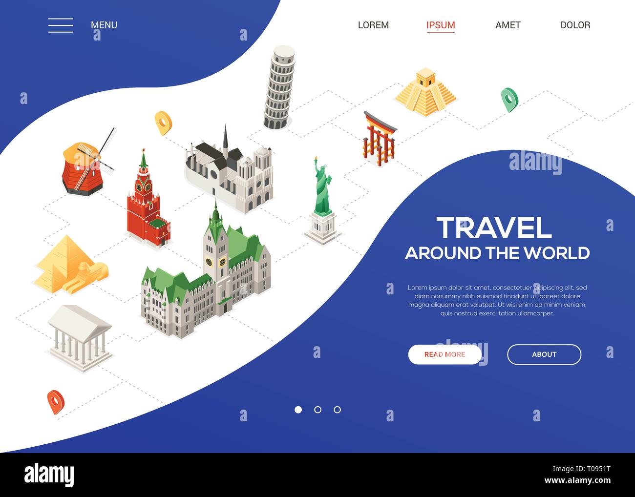 Travel around the world - colorful isometric web banner Stock Vector ...