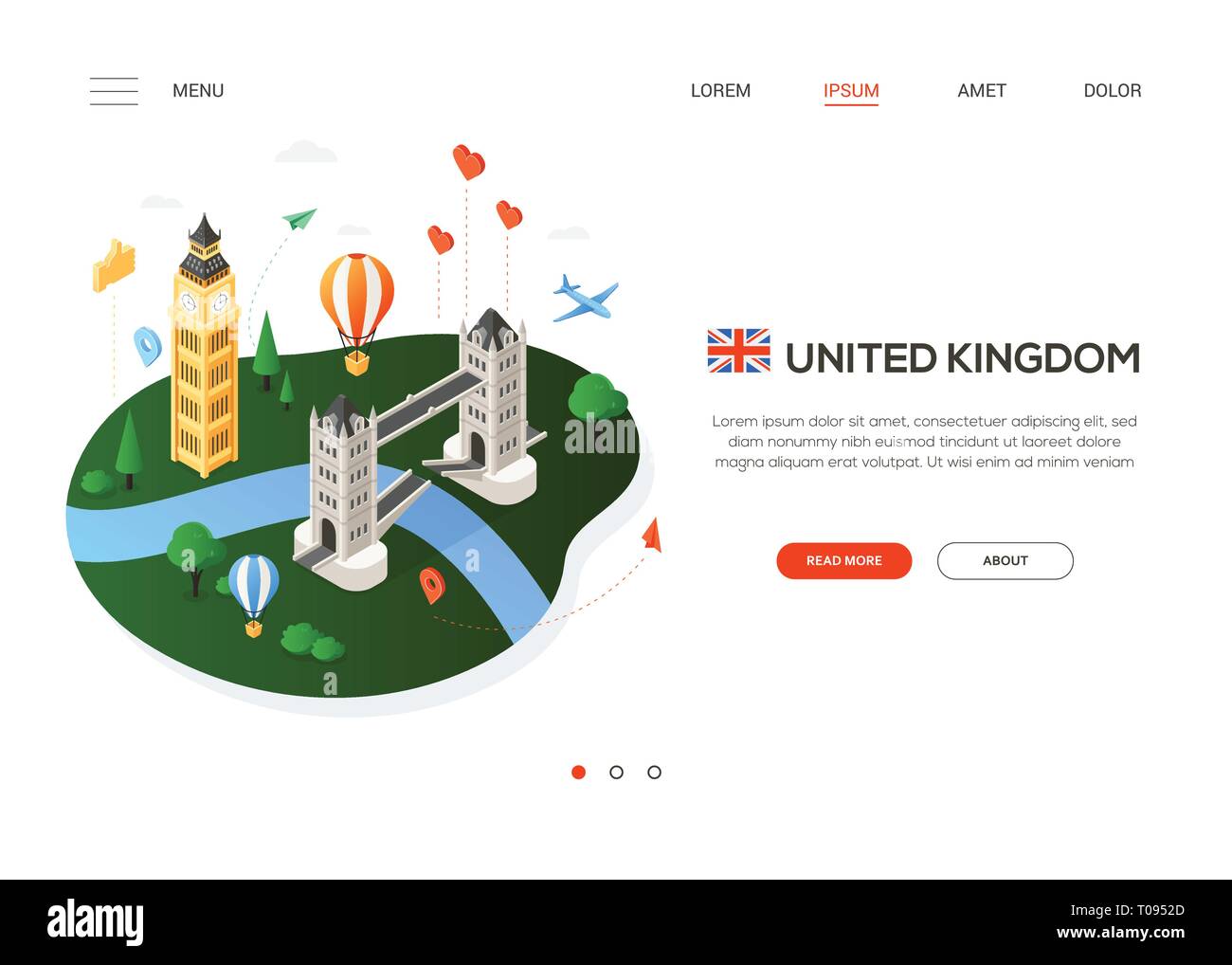 Visit the United Kingdom - modern colorful isometric web banner Stock ...