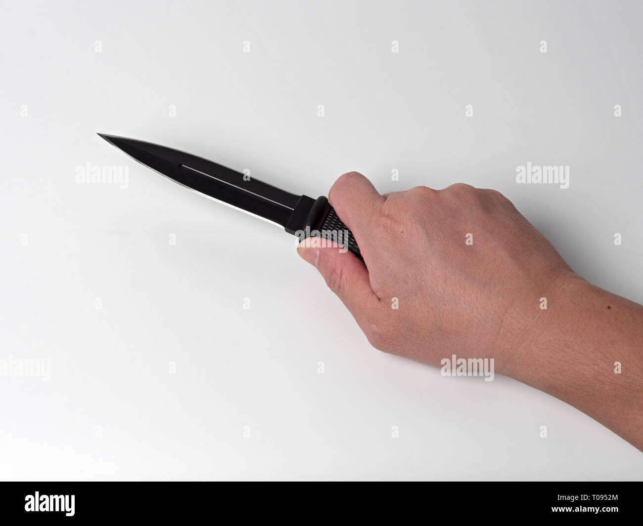 Closeup Hand Holding a Combat Knife Isolated on White Background Stock ...