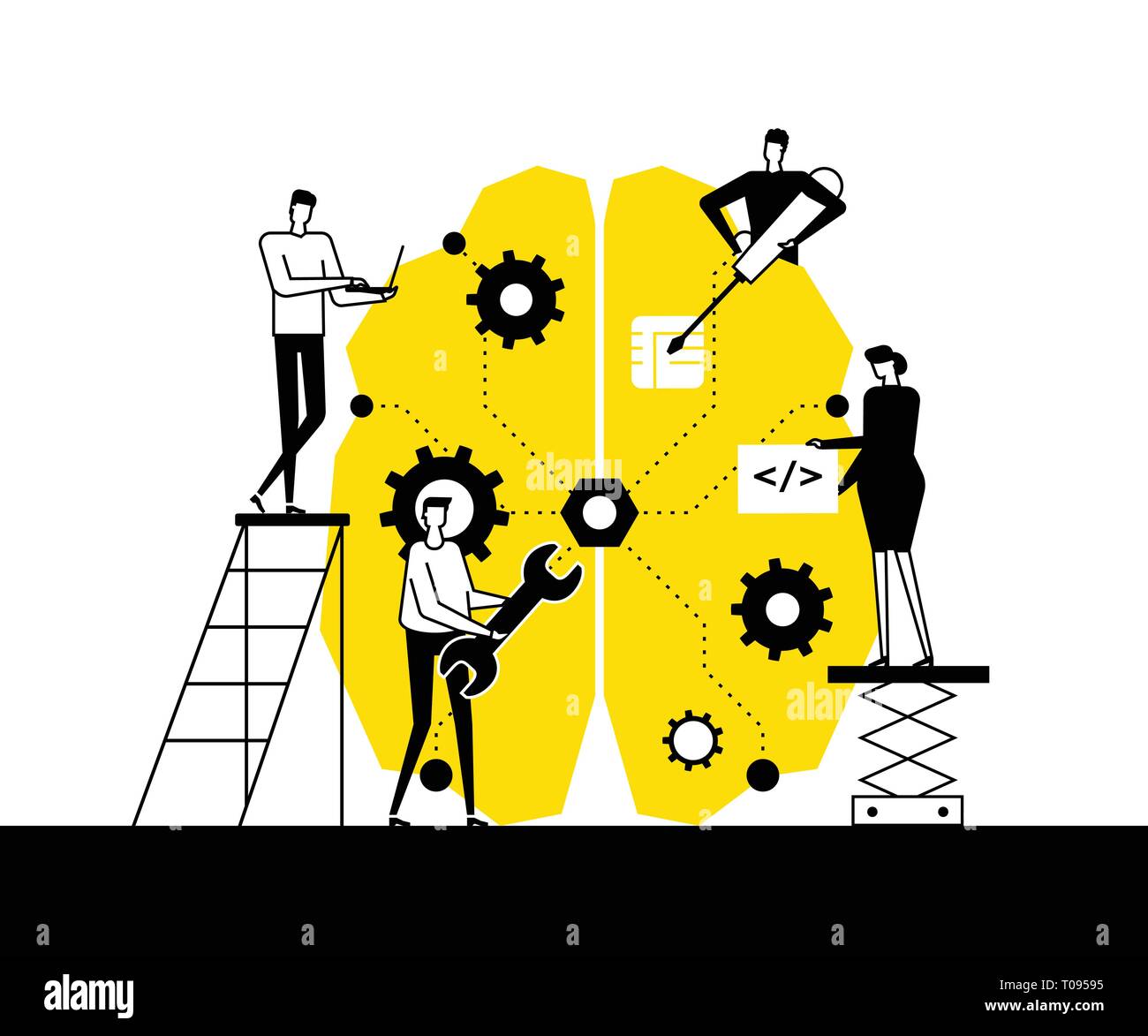 Artificial intelligence - flat design style vector illustration Stock ...